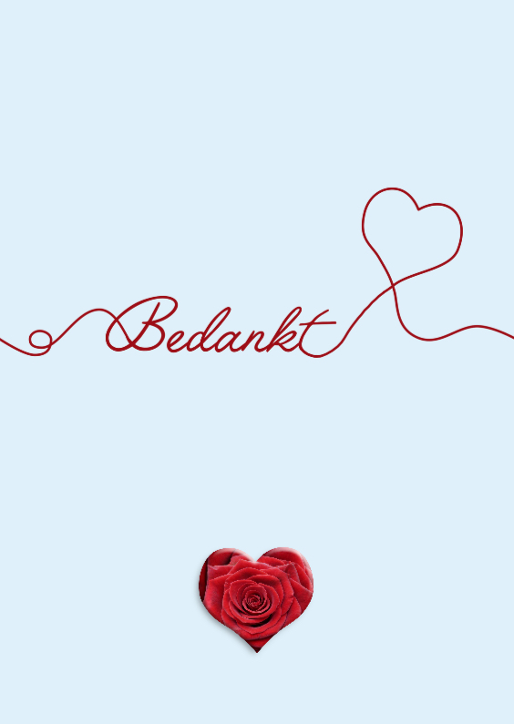 Bedankkaart Bedankt sierlijke tekst met hartje | Kaartje2go