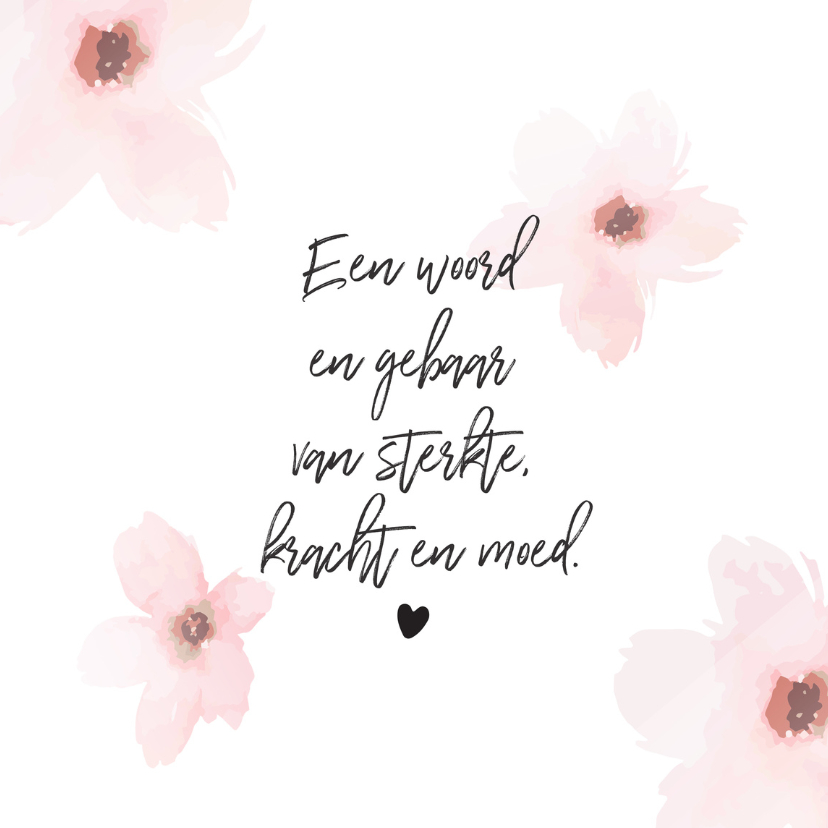 Condoleance- roze bloemen gedicht | Kaartje2go