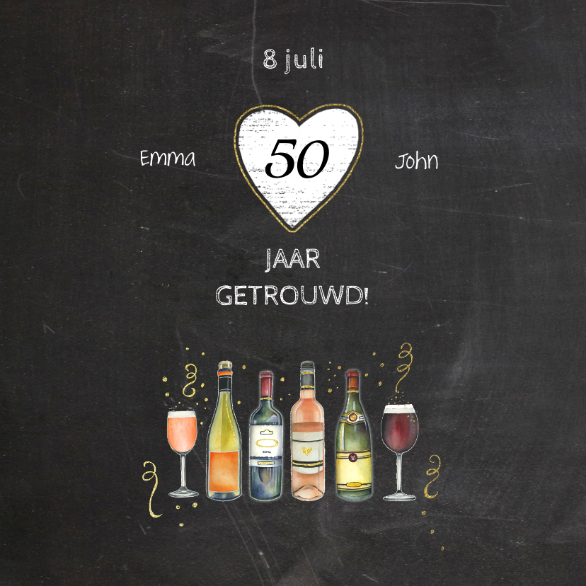 Jubileum vijftig jaar wijn - Jubileumkaarten | Kaartje2go