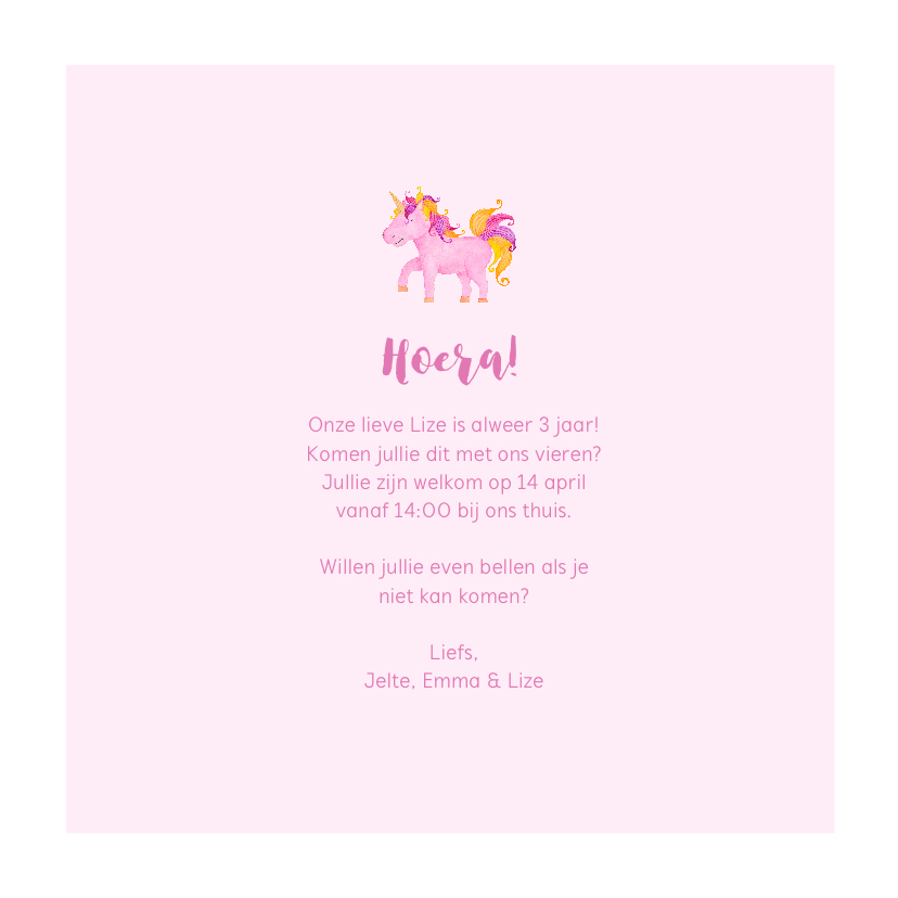 Kinderfeestje kaart met fotocollage en unicorn - Kinderfeestjes - Kaartje2go