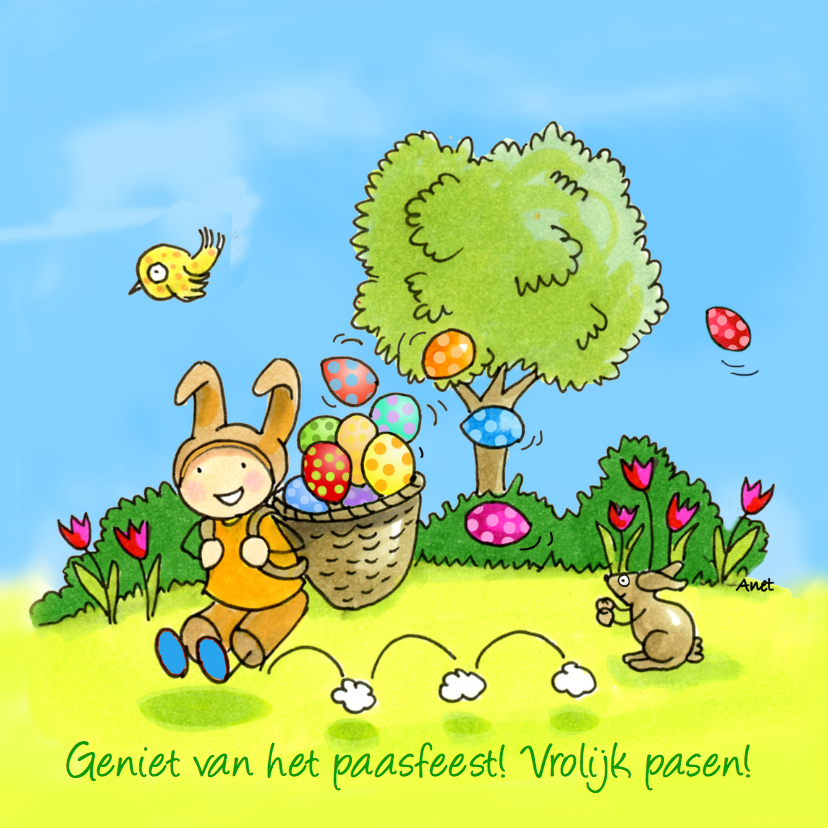 Springende paashaas - Paaskaarten - Kaartje2go