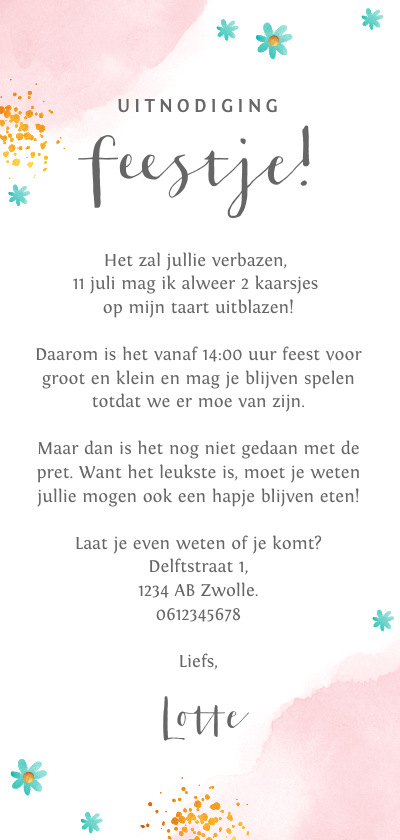 Uitnodiging kinderfeestje meisje met grote | Kaartje2go