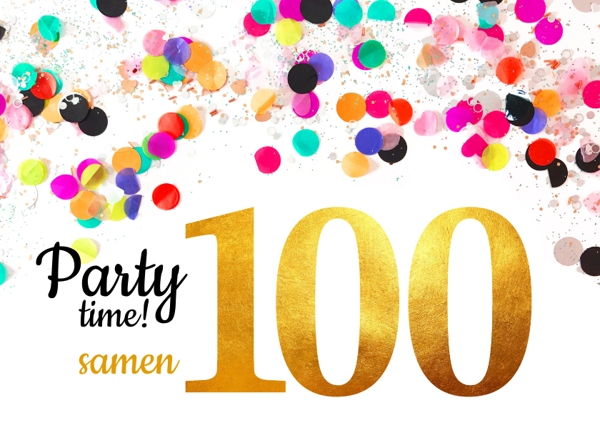 Uitnodiging verjaardag samen 100 goud | Kaartje2go